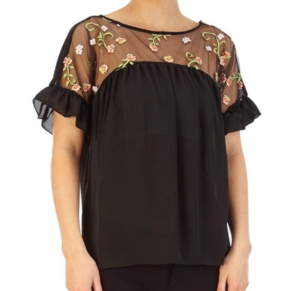 Unique Spectrum Embroidered Floral Blouse - Gem